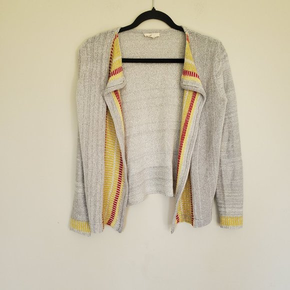 Mystree | Sweaters | Mystree Open Cardigan Sweater Gray Yellow Red S ...